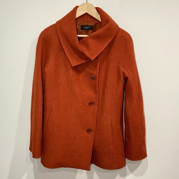 Talbots | Jackets & Coats | Talbots Orange Shawl Collar Wool Blend ...